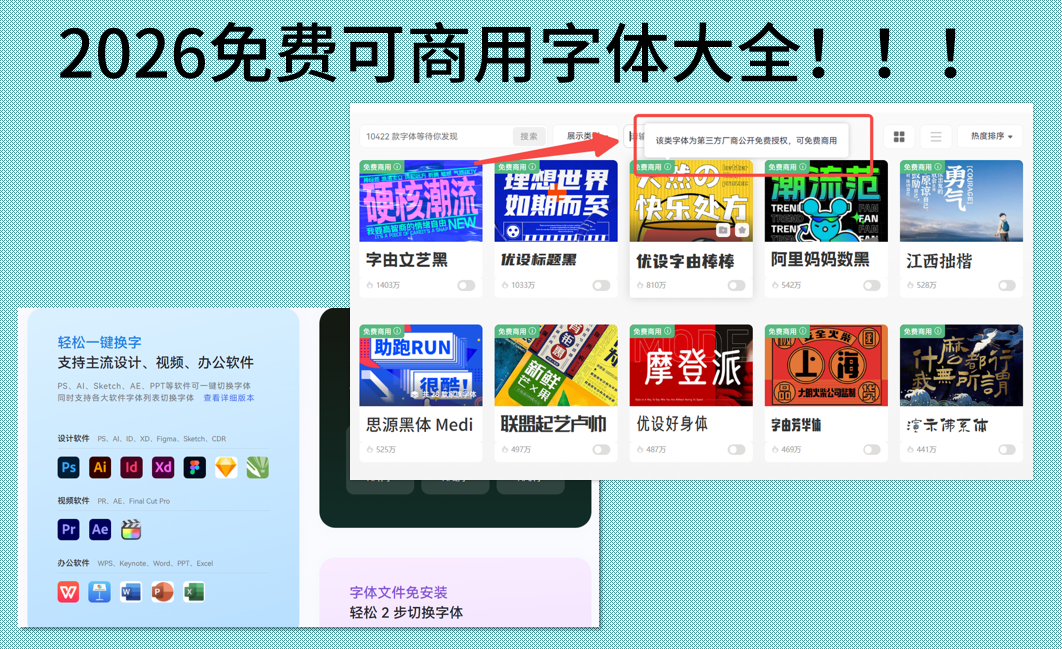 2026年免费可商用字体大全！支持在线下载使用 - 字由